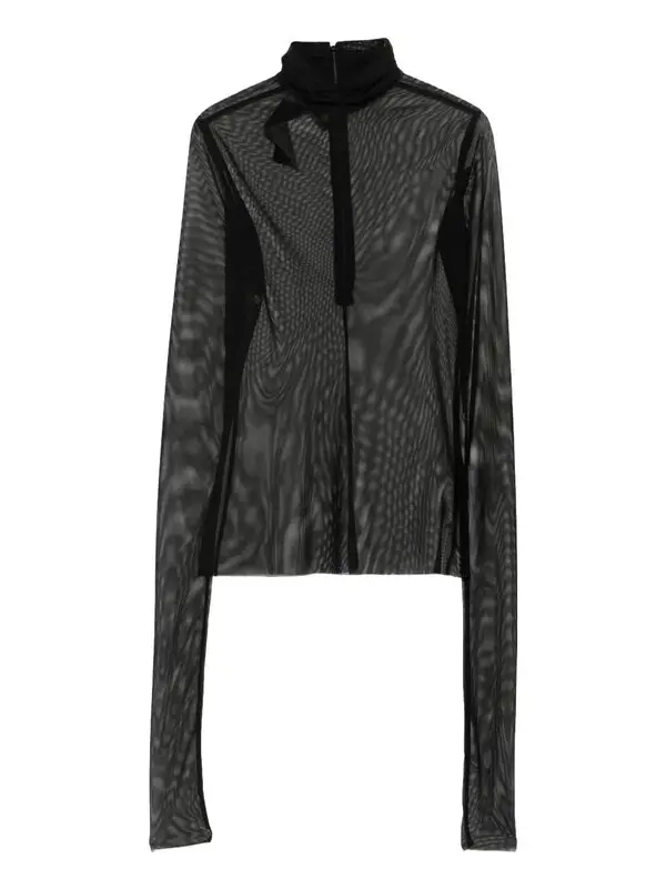 RHIZOME Sovino Tulle Turtleneck Top - Black