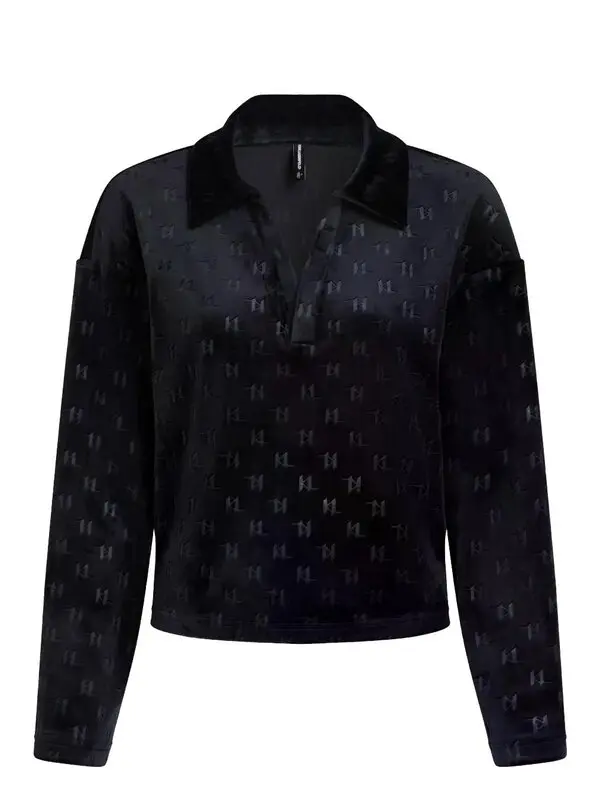 Karl Lagerfeld Monogram Velour Top - Black