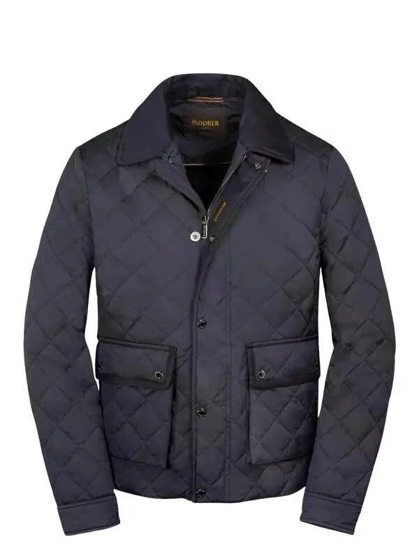 MOORER Quilted Flap-pocket Jacket - Blue