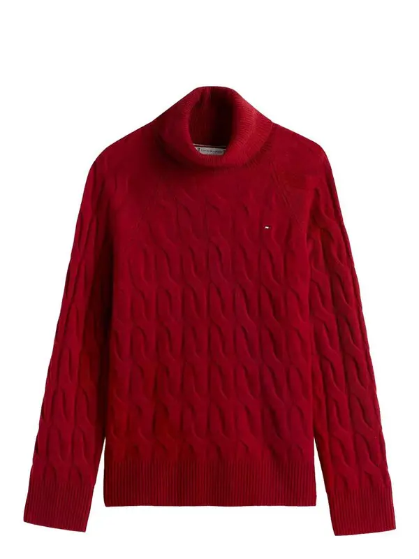 Tommy Hilfiger Cable-knit Roll-neck Sweater - Red