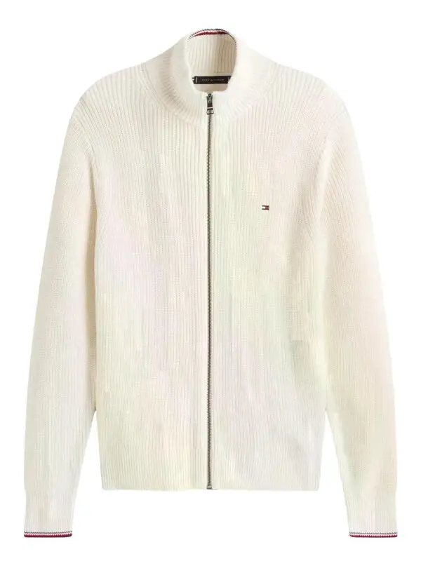 Tommy Hilfiger Zip Ribbed Cardigan - White