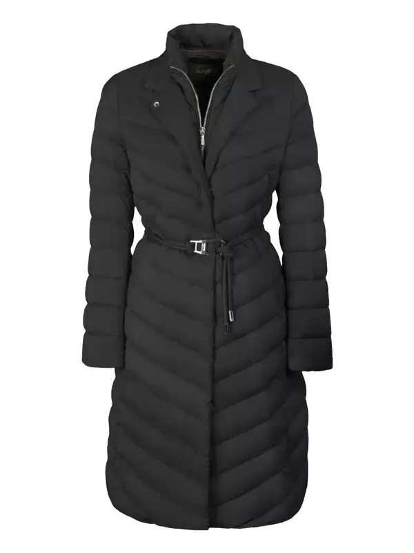 MOORER Belted Quilted Coat - Black