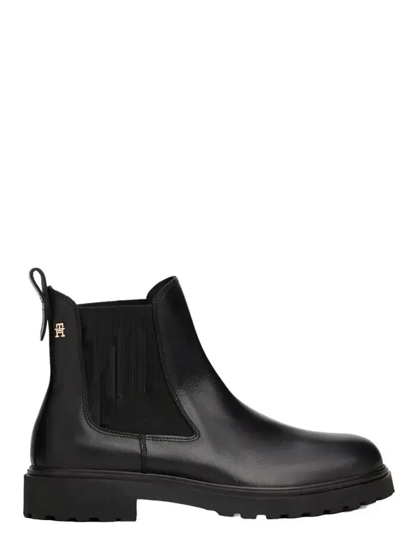 Tommy Hilfiger Pull-tab Chelsea Boots With Logo Detail - Black