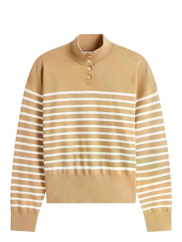 Tommy Hilfiger Striped Buttoned Sweater - Neutrals