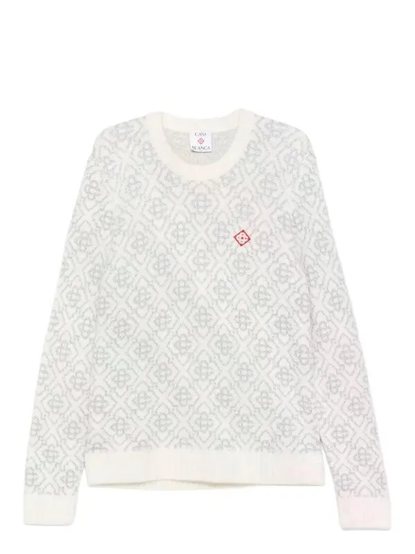 Casablanca Patterned Logo Sweater - White