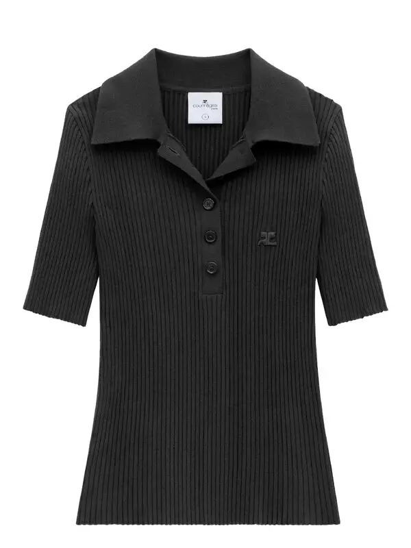 COURREGES Embroidered-logo Polo Shirt - Black