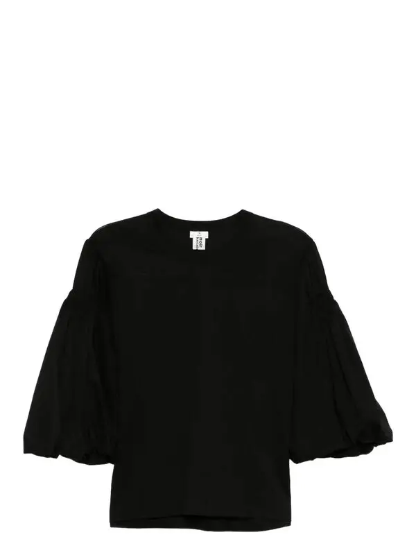 Noir Kei Ninomiya Ruched-sleeves T-shirt - Black