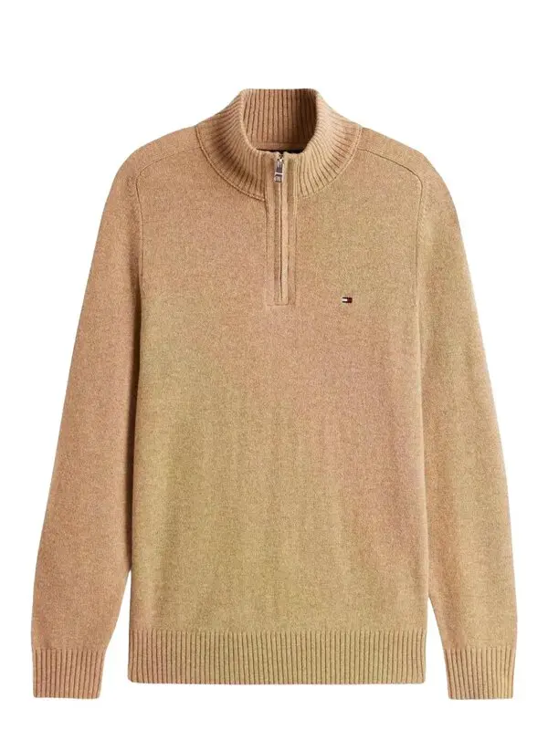 Tommy Hilfiger Zip Neck Jumper - Neutrals