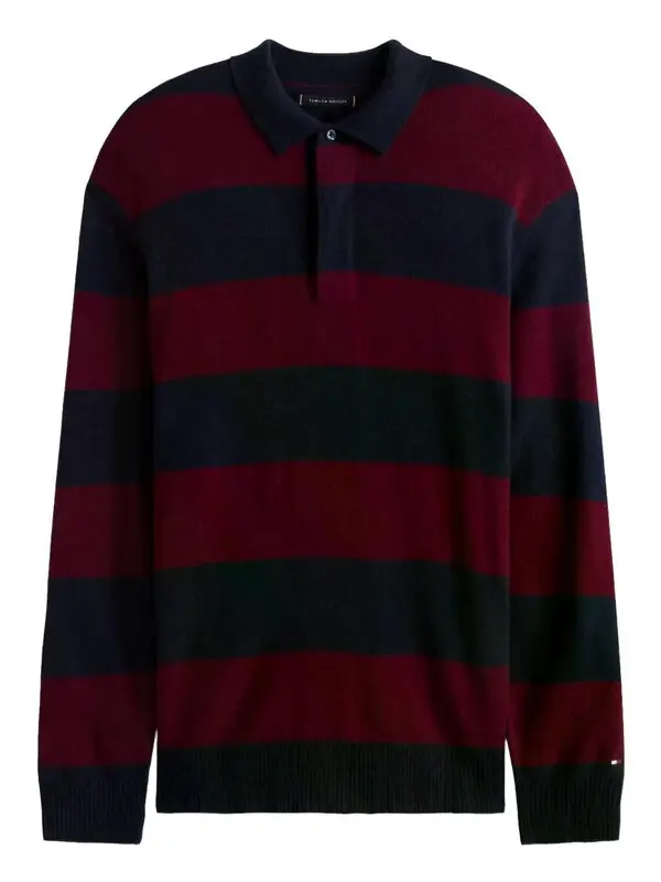 Tommy Hilfiger Striped-collared Polo-shirt - Blue