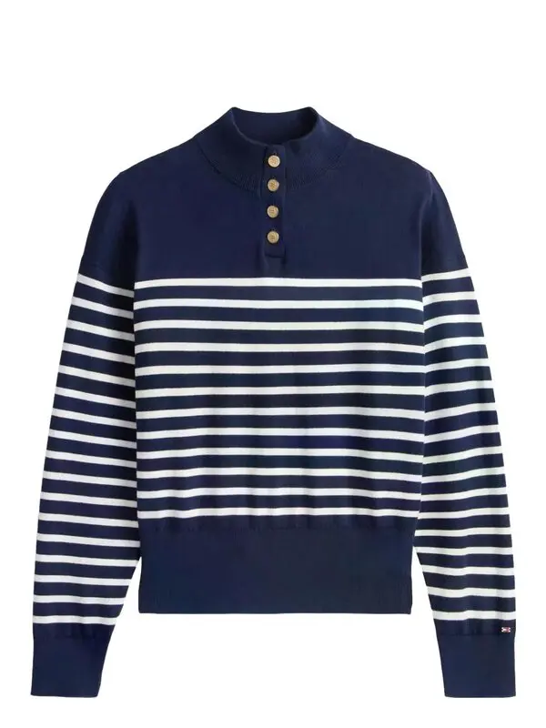 Tommy Hilfiger Striped Button Sweater - Blue