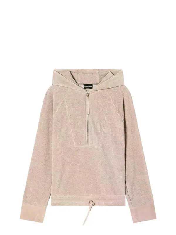 Giorgio Armani Hooded Zip-up Top - Neutrals