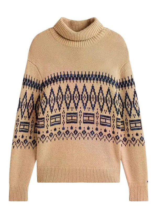 Tommy Hilfiger Patterned Roll-neck Sweater - Neutrals