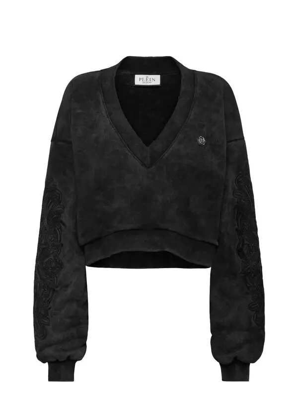 Philipp Plein Washed V-neck Sweatshirt - Black