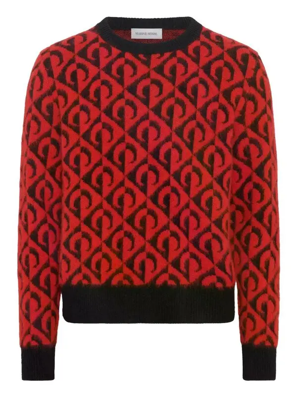 MARINE SERRE Crew Neck Sweater - Red