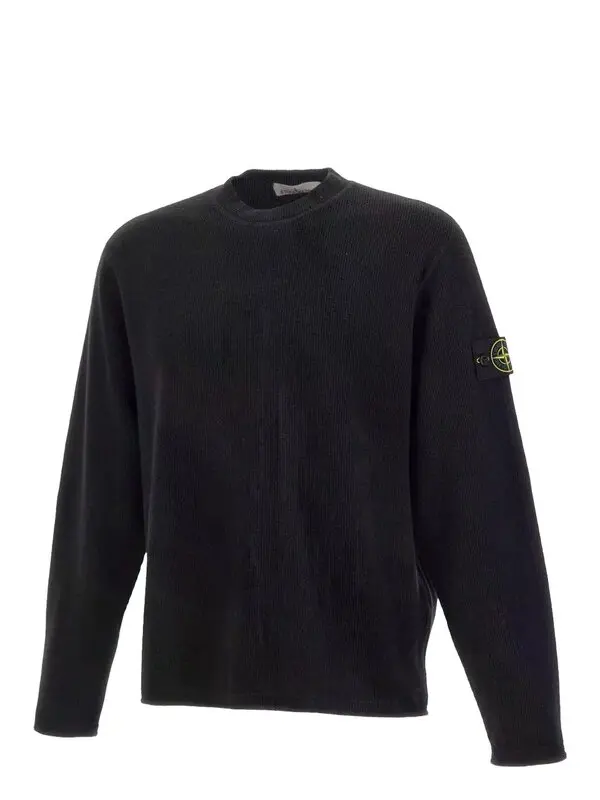 Stone Island Patch-detail Ribbed Pullover - Black