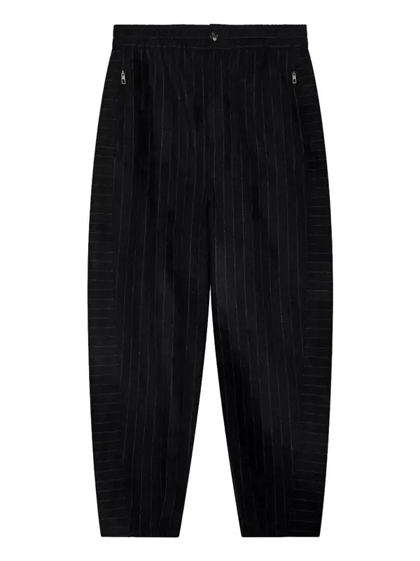 Giorgio Armani Pinstriped Tapered Trousers - Black