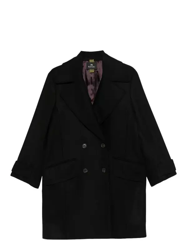 Paul Smith Double-breasted Coat With Pockets - Black
