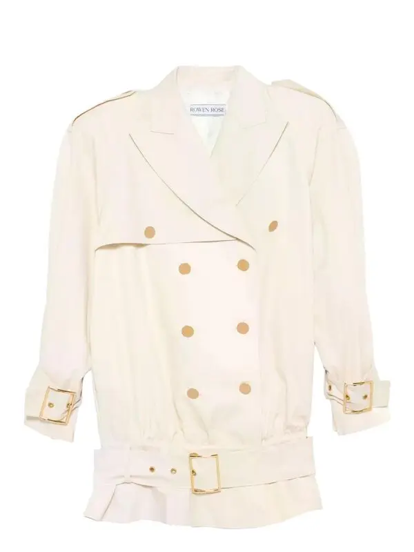 ROWEN ROSE Double-breasted Belted Coat - Neutrals