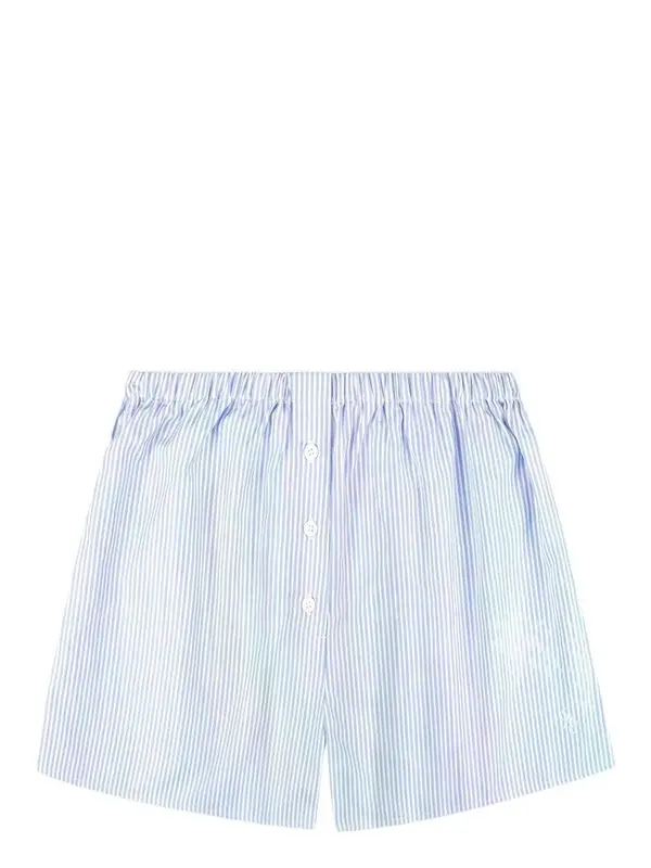 SPORTY & RICH Striped Button Shorts - Blue