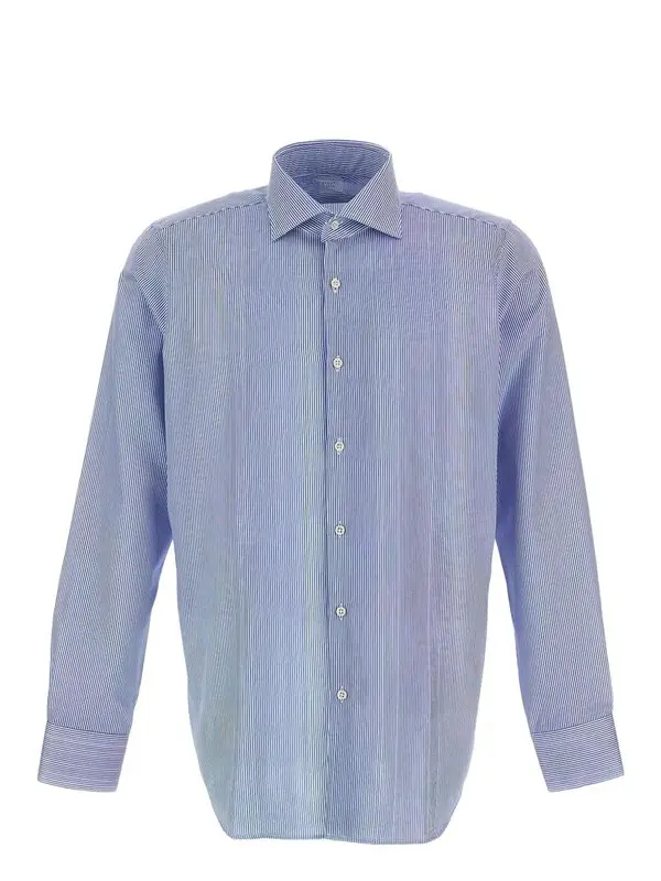 BAGUTTA Striped-pattern Button-fastening Shirt - Blue