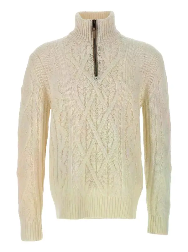 Hugo Boss L-harpreno Half-zip Sweater - Neutrals