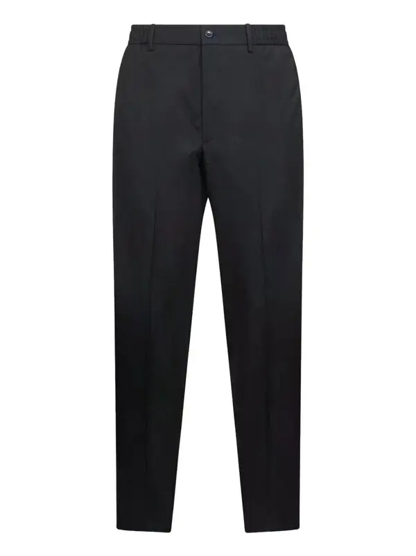 Tagliatore Elasticated Waistband Pressed Trousers - Black