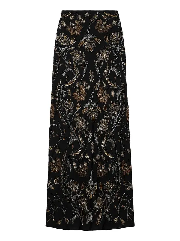 Veronica Beard Medina Embellished Crepe Maxi Skirt - Black