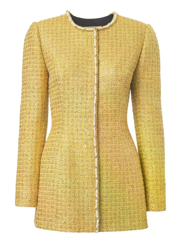 Carolina Herrera Embellished Tweed Jacket - Gold