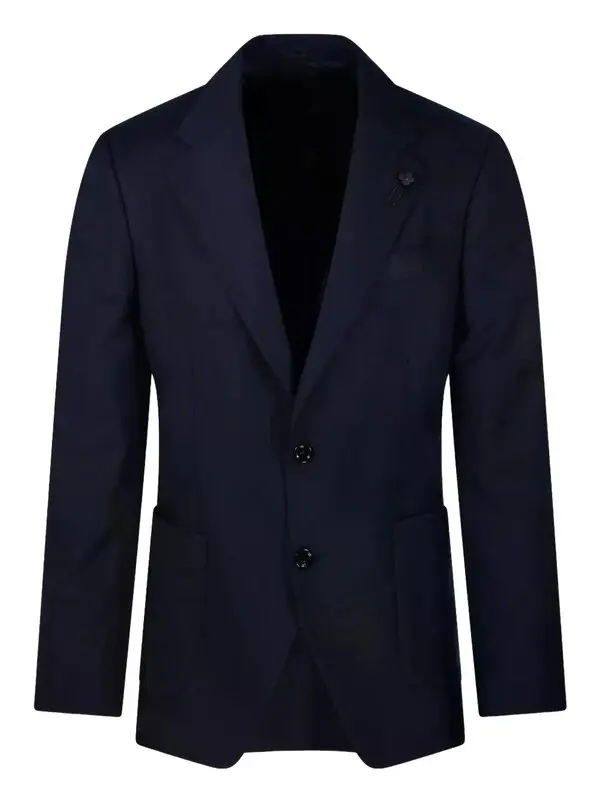 LARDINI Notched-lapel Single-breasted Blazer - Blue