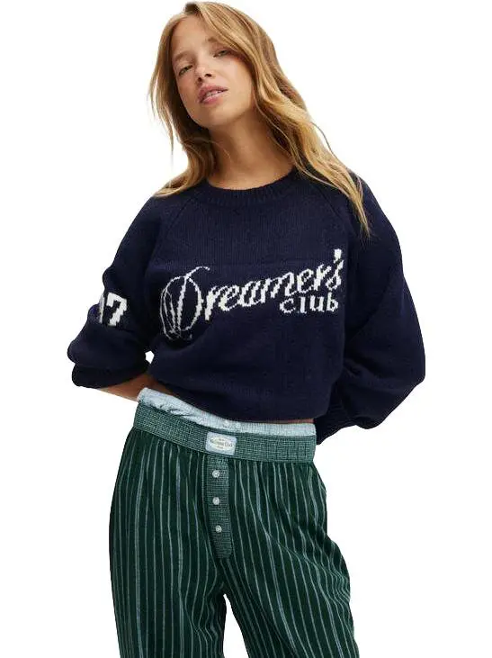 Cotton:on Relaxed Fit Knitted Jumper - Navy Vision Dreamers Club