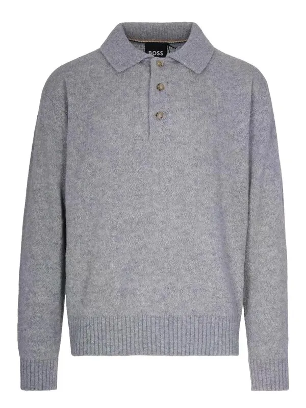 BOSS Buttoned Silver Sweater - Grey