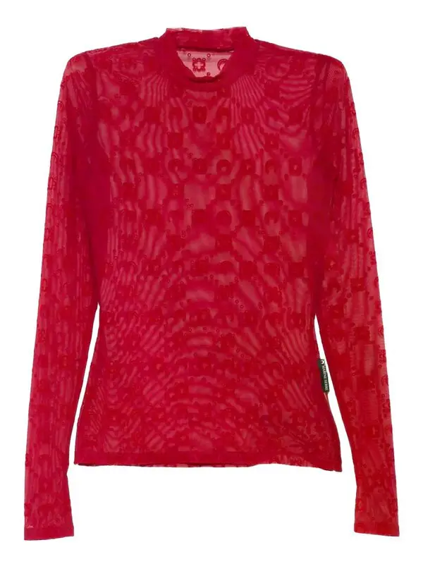 MARINE SERRE Long-sleeve Patterned Top - Red