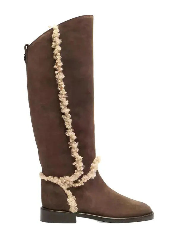 Casadei Riderama Fur-trim Boots - Brown