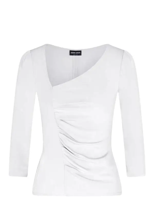 Giorgio Armani Asymmetric Ruched Top - Neutrals