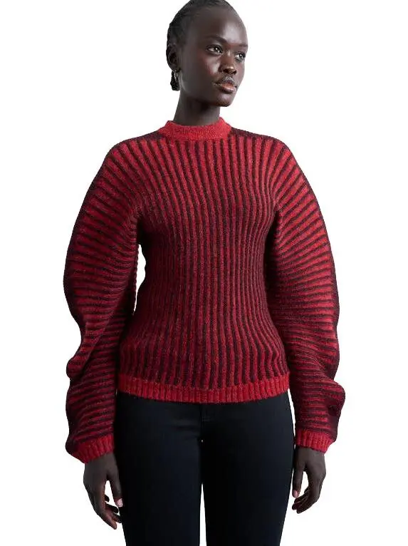 Topshop Structure Ribbed Crewneck Sweater - Red