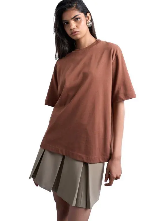 Topshop Relaxed Fit Cotton T-shirt - Brown