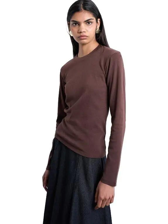 Topshop Everyday Long Sleeve Cotton T-shirt - Brown