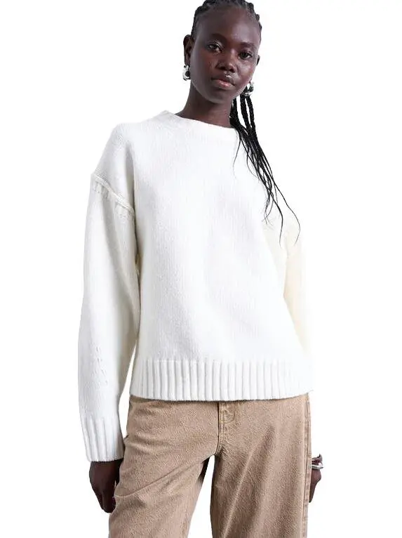 Topshop Relaxed Fit Sweater With Exposed Seams - White