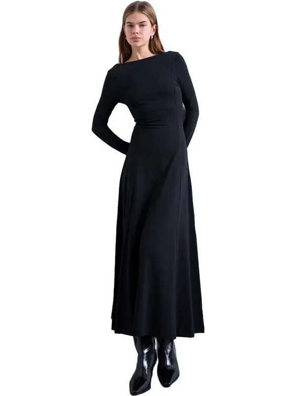 Topshop Long Sleeve Maxi Dress - Black