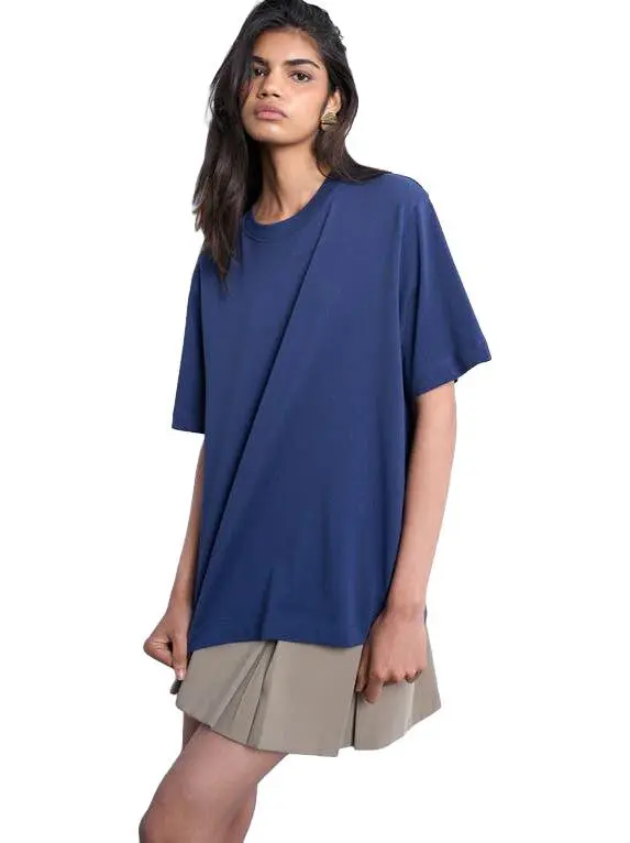Topshop Relaxed Fit Cotton T-shirt - Navy