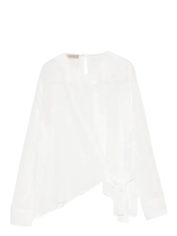 BLANCA VITA Tie-detail Top - White