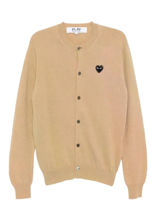 Play Comme Des Garcon Heart-appliqué Cardigan - Neutrals