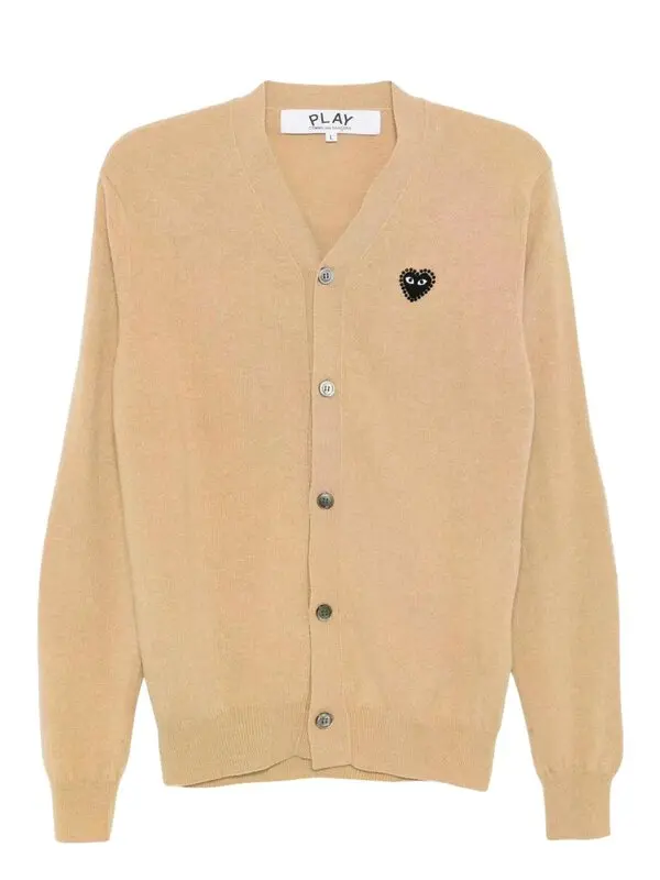 Play Comme Des Garcon Heart Appliqué Cardigan - Neutrals
