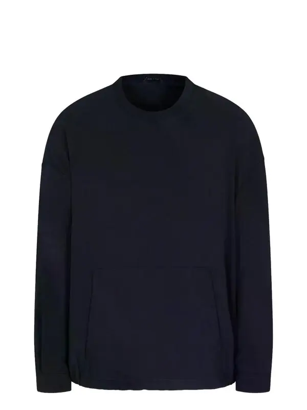 Giorgio Armani Crew-neck Sweatshirt With Pouch Pocket - Blue