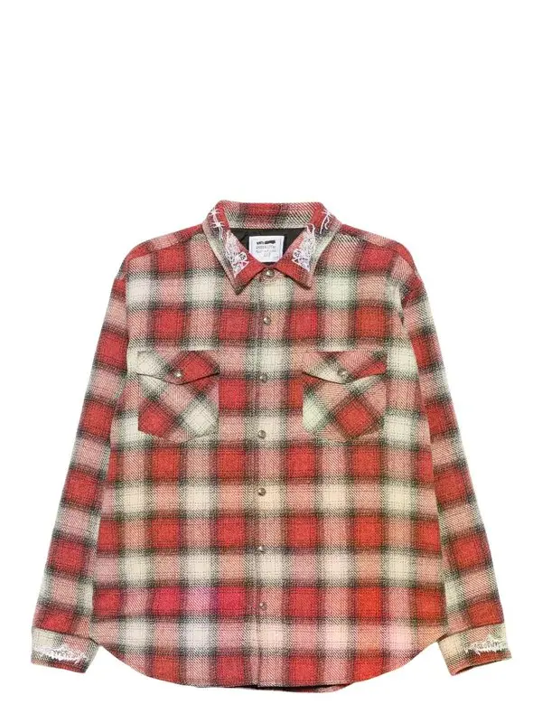 WARREN LOTAS Plaid Shirt Jacket - Red