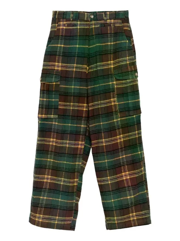 SKY HIGH FARM WORKWEAR Flannel Cargo Pants - Green