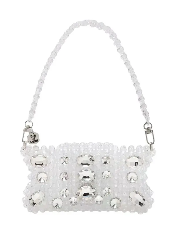 BAD AT MATH Embellished Beaded Shoulder Bag - White