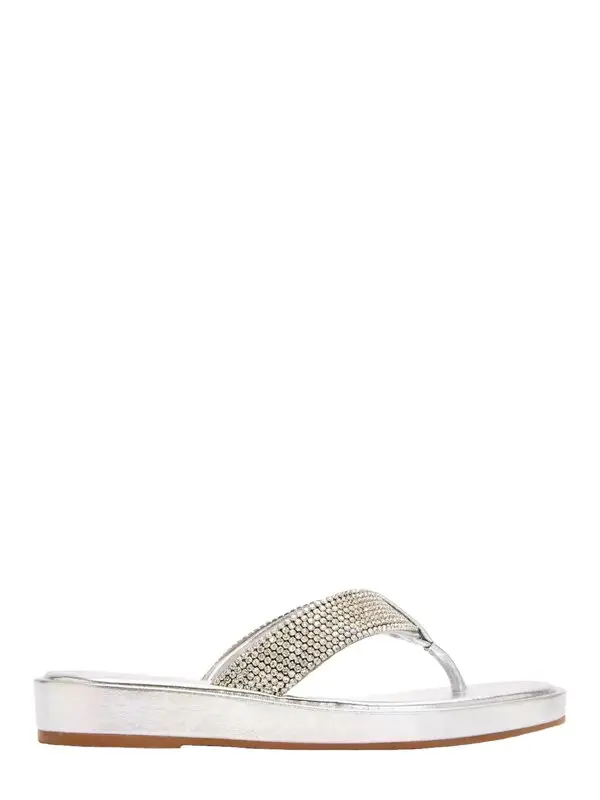 Schutz Crystal-embellished Thong Sandals - Silver
