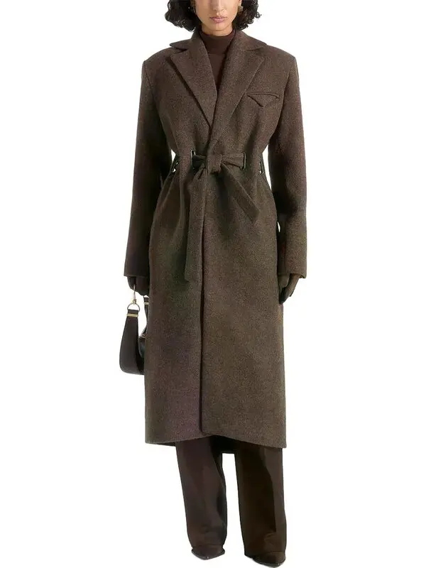 Manière De Voir Belted Wool Coat - Brown