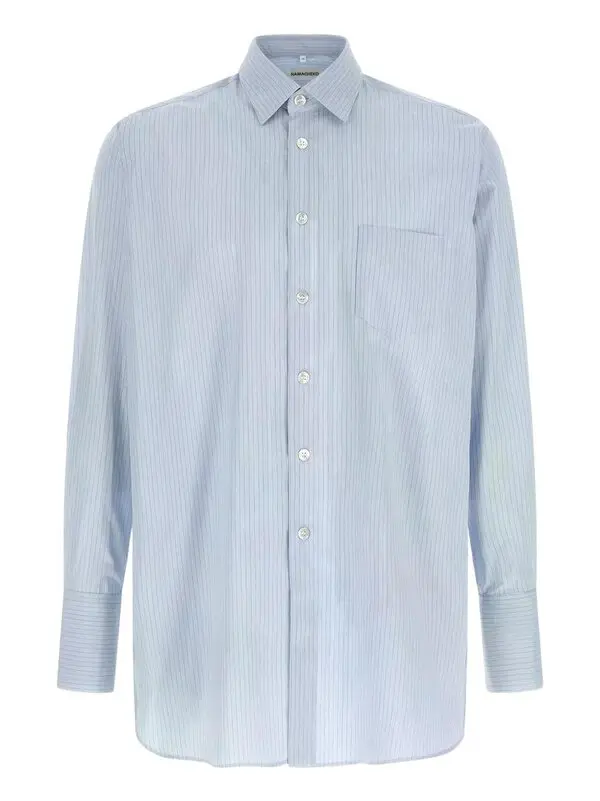 NAMACHEKO Striped Breast Pocket Shirt - Blue